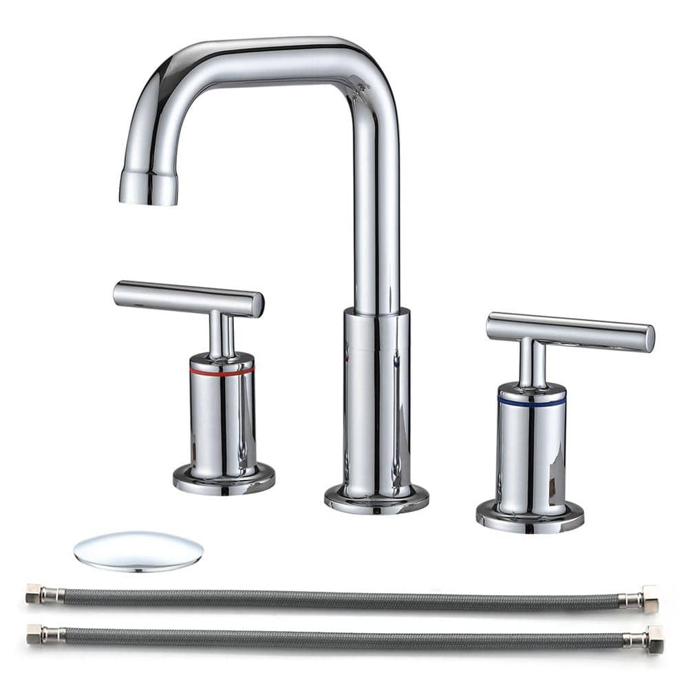 FLG 8 in. Widespread Double Handle Bathroom Faucet with Pop-up Drain ...
