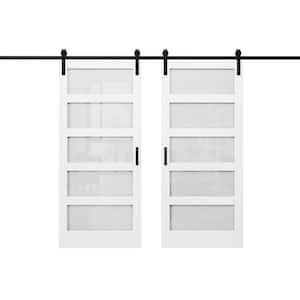 EH PUERTA 96 in. x 96 in. 3-Lite Tempered Frosted Glass White MDF ...
