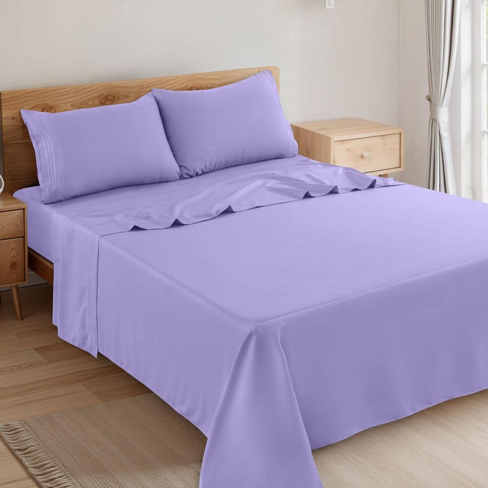 LDC LUX DECOR COLLECTION Lux Decor 4-Piece Lavender Solid Color ...