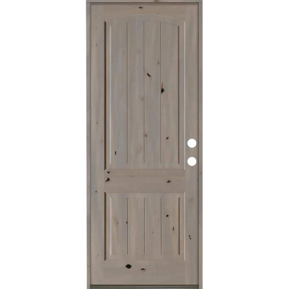 Krosswood Doors 42 in. x 96 in. Rustic Knotty Alder 2 Panel Arch Top V ...