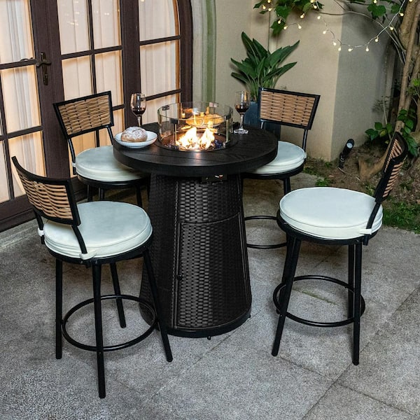 INNUMIA 5-Piece Metal Patio Conversation Set with Black Gas Bar Height ...
