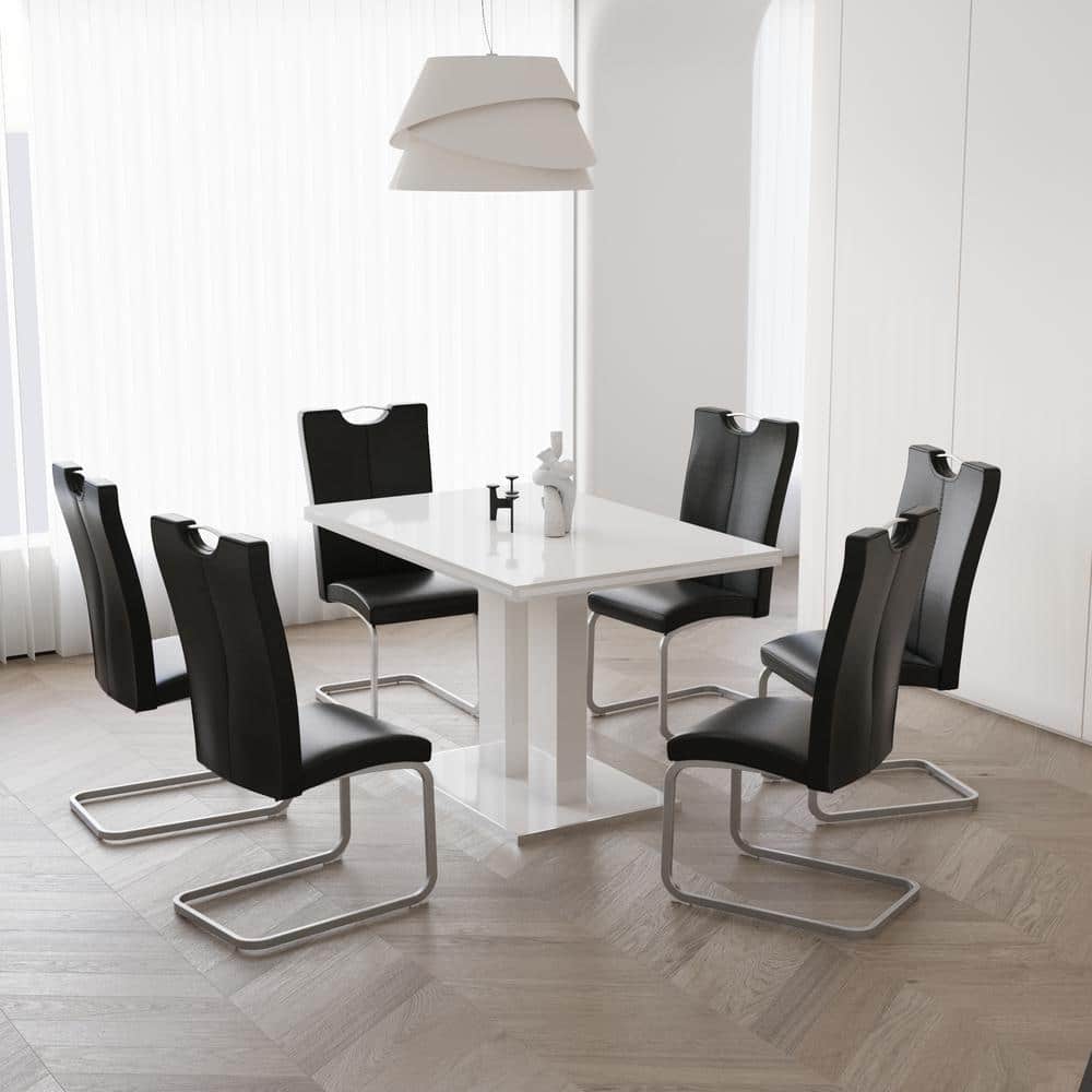 Reviews for GOJANE 7-Piece Rectangle White MDF Table Top Dining Room ...