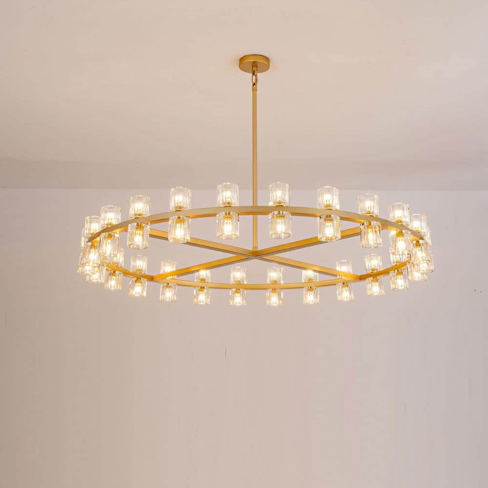 Ritrybechy Modern Chandelier 36 in. 36-Light Gold Chandelier with K9 ...
