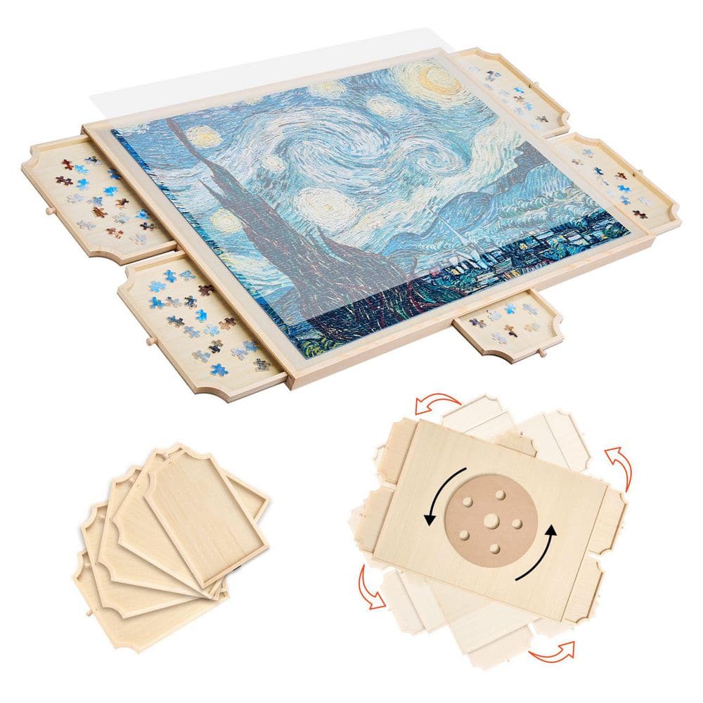VEVOR 1500-Piece Puzzle Board with 6-Drawers and Cover 35 x 26 in ...