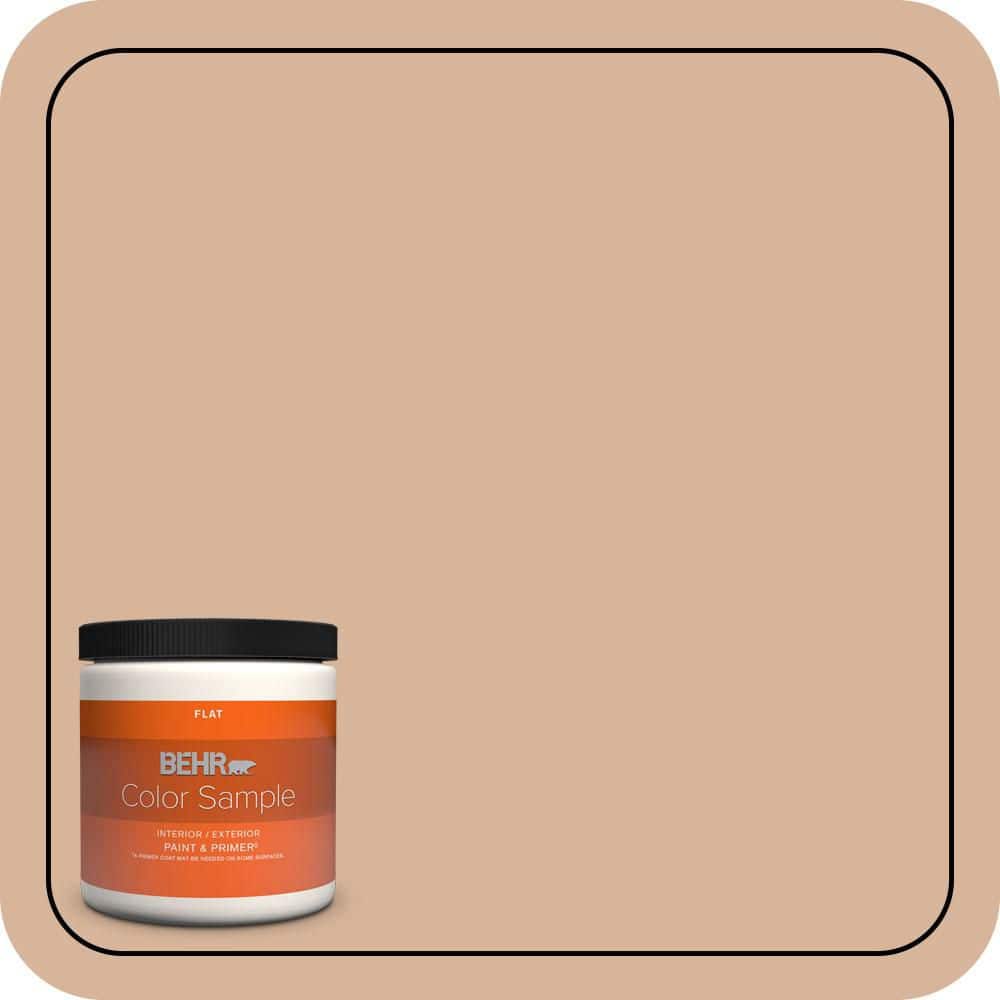 BEHR PREMIUM PLUS 8 oz. #S230-3 Beech Nut Flat Interior/Exterior Paint ...