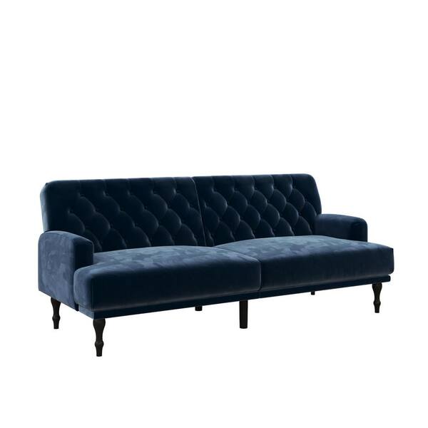 DHP Alya Blue Velvet Upholstered Futon DE31824 - The Home Depot