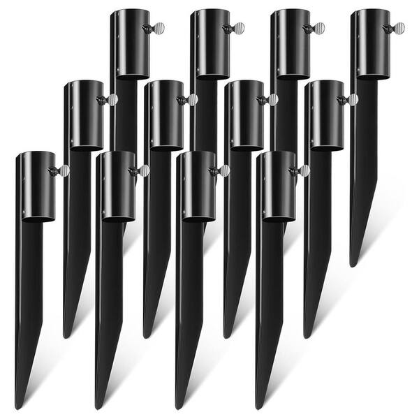 ATENGNES 12-Pack Black Metal Light Stakes 10.75 in. Outdoor Garden ...