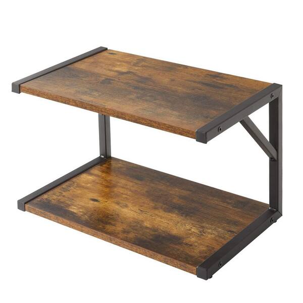 Brown 17 3 In X 11 2 In Wood Rustic Desk Organizer Storage Shelf