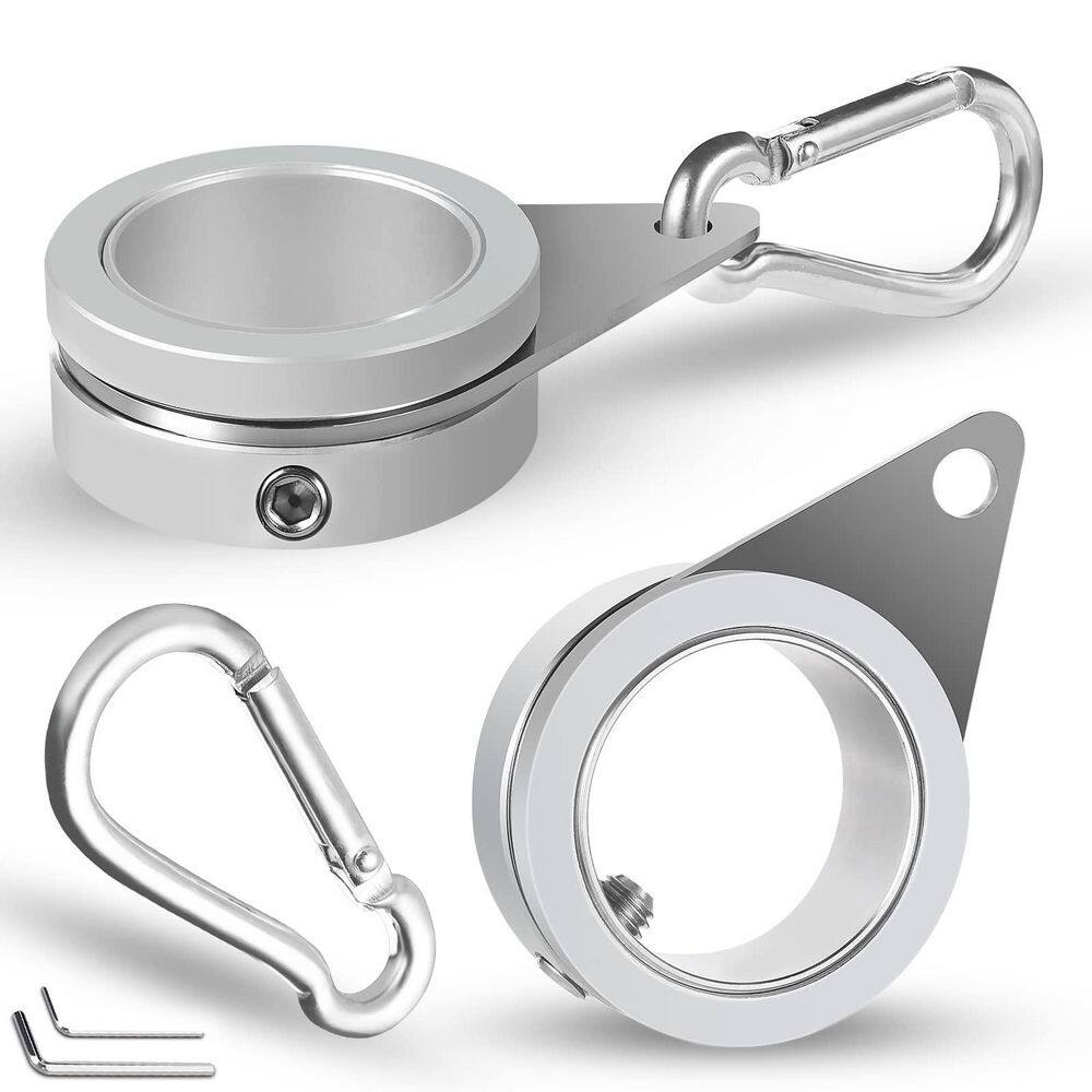 .N/A Matte Silver Aluminum Alloy Flagpole Rings with Anti-Wrap Design ...