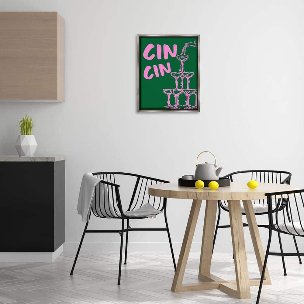 Stupell Industries Green and Pink Cin Cin by House of Lulu Gray Floater ...