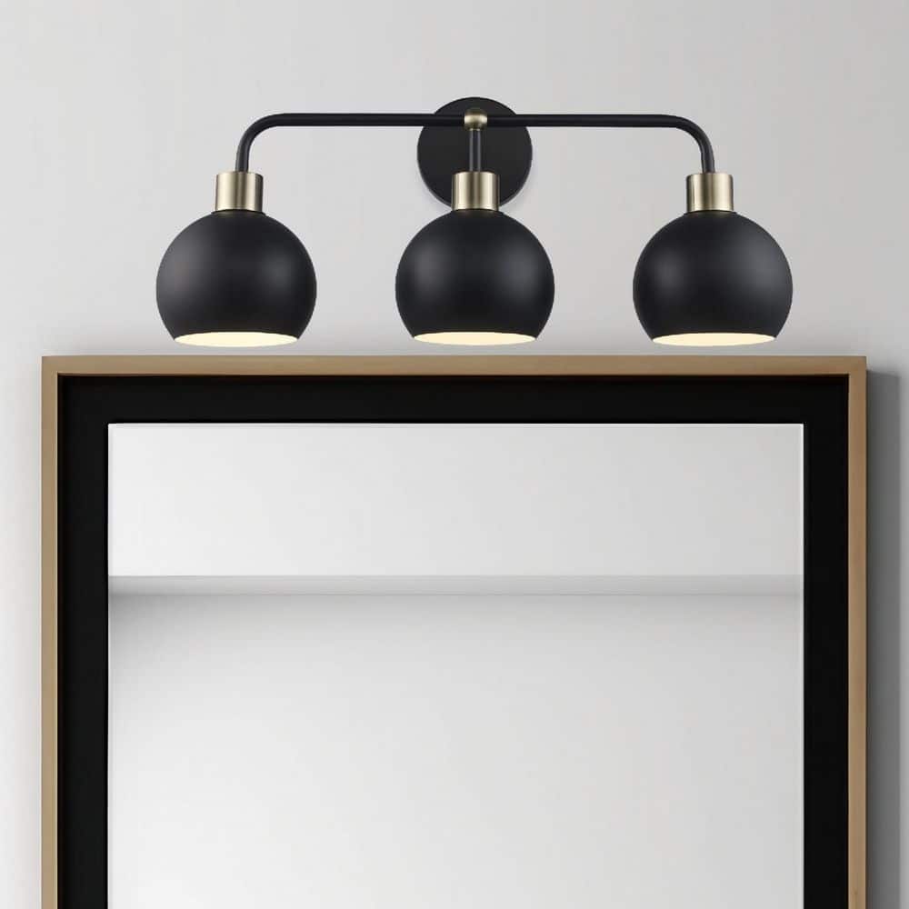 Bel Air Lighting Indigo 23 in. 3-Light Black and Gold Bathroom Vanity ...