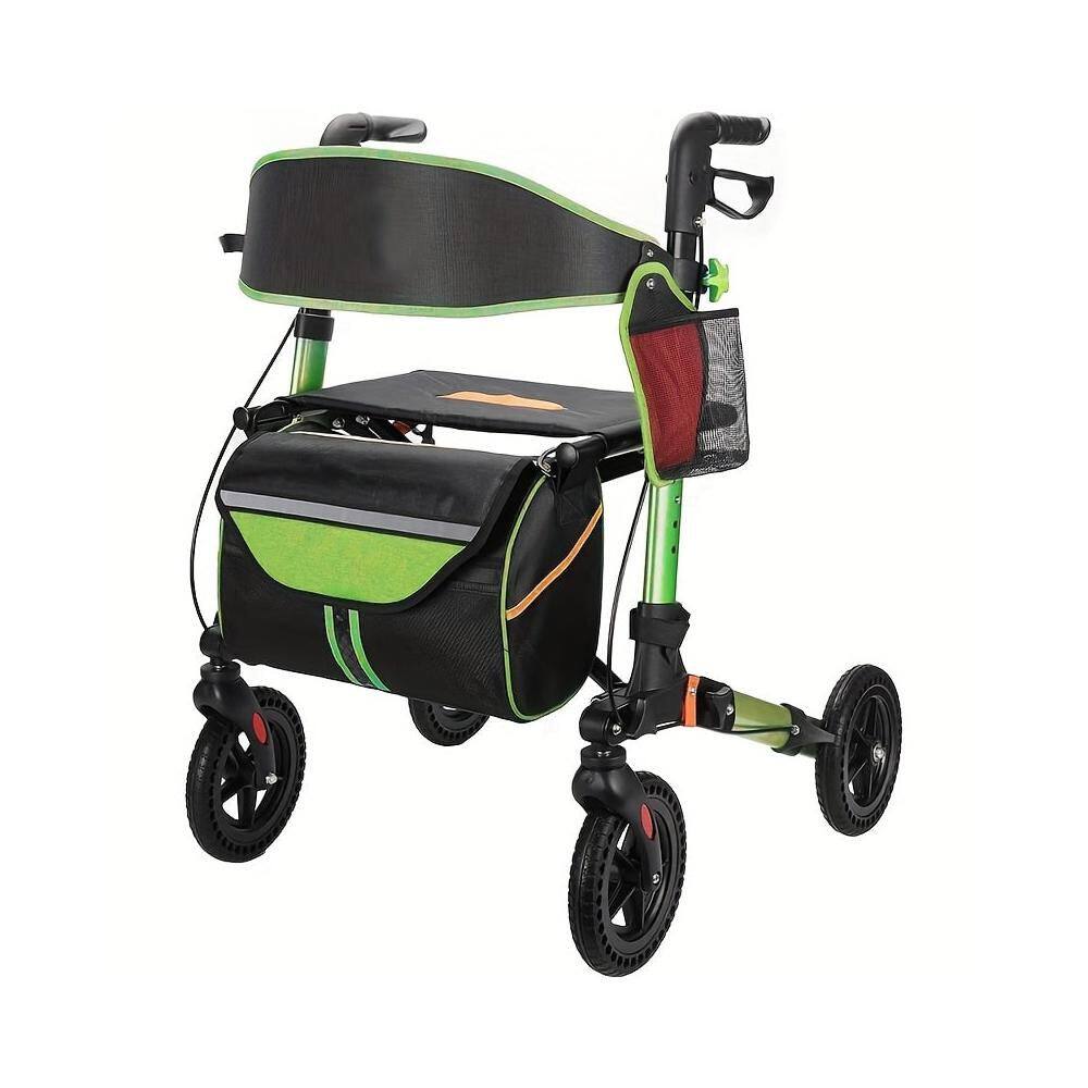 Folding Rollator Walker with Seat for Seniors-All-Terrain 8 in. Wheels ...