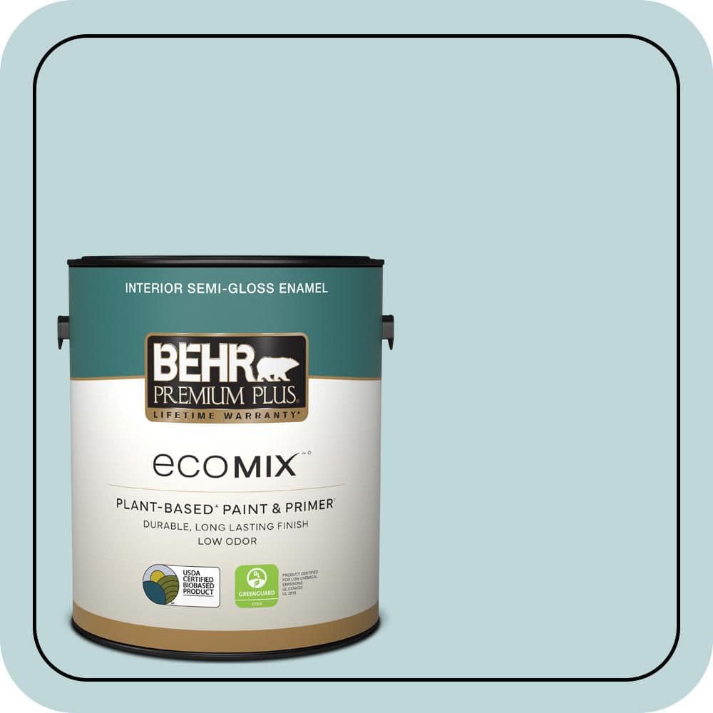 BEHR PREMIUM PLUS 1 gal. #S450-2 Wind Speed Semi-Gloss Enamel EcoMix ...