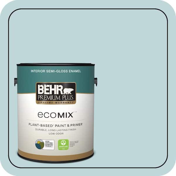 BEHR PREMIUM PLUS 1 gal. #S450-2 Wind Speed Semi-Gloss Enamel EcoMix ...