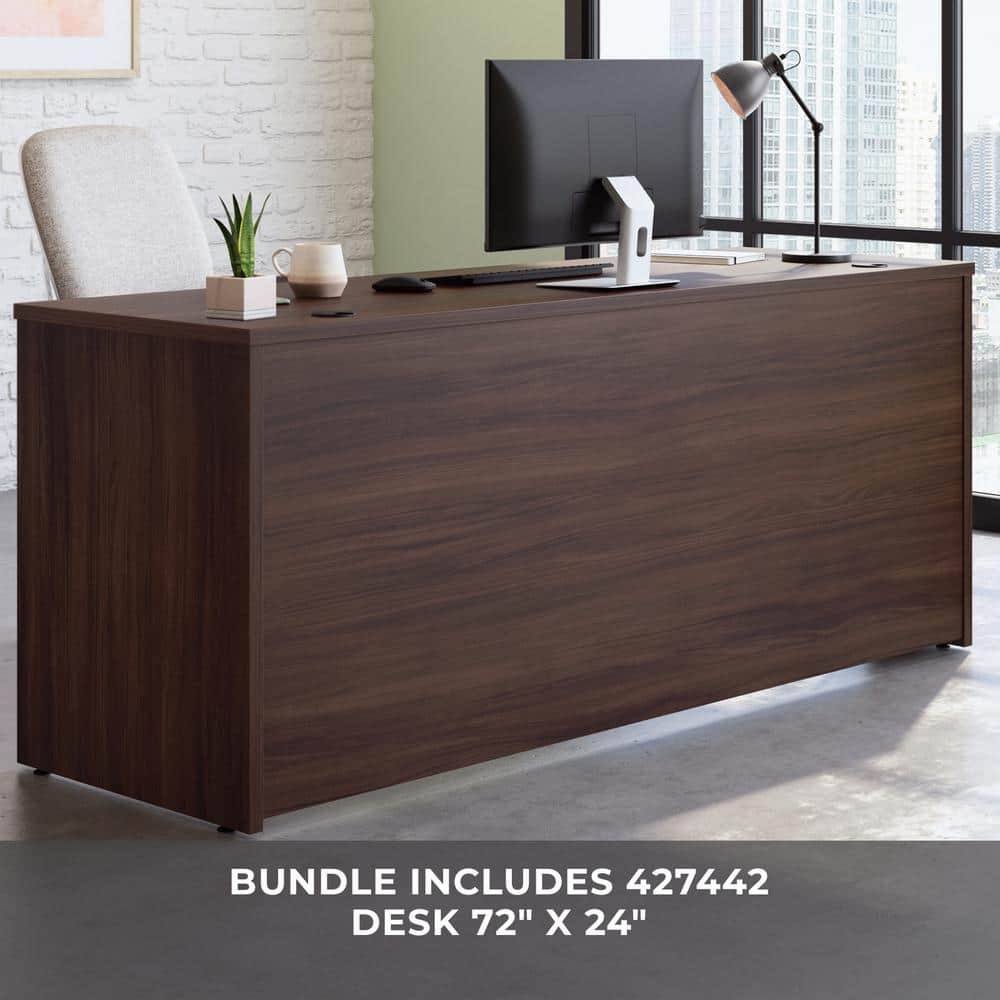 OFFICE WORKS BY SAUDER Affirm 71.102 in. Noble Elm Desk with (2 Fully ...