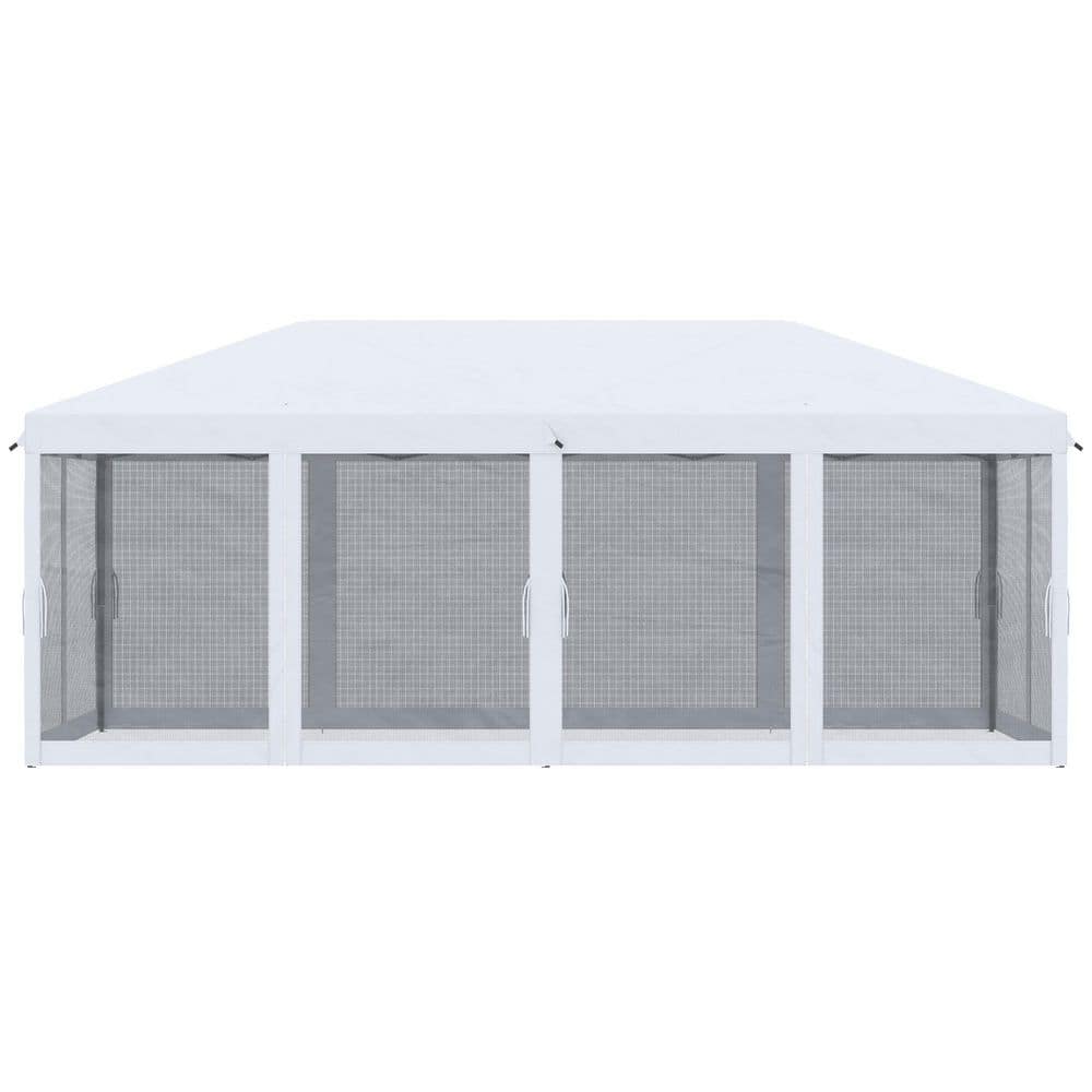 Zeus & Ruta 20 ft. x 10 ft. White Pop Up Rectangular Canopy with ...