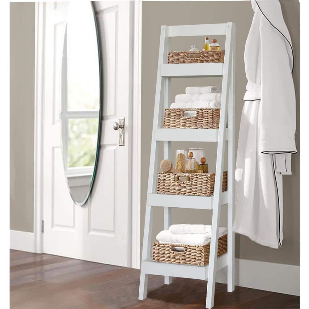 JENLEA INC Bathroom Storage Ladder in White BRL3000WH - The Home Depot