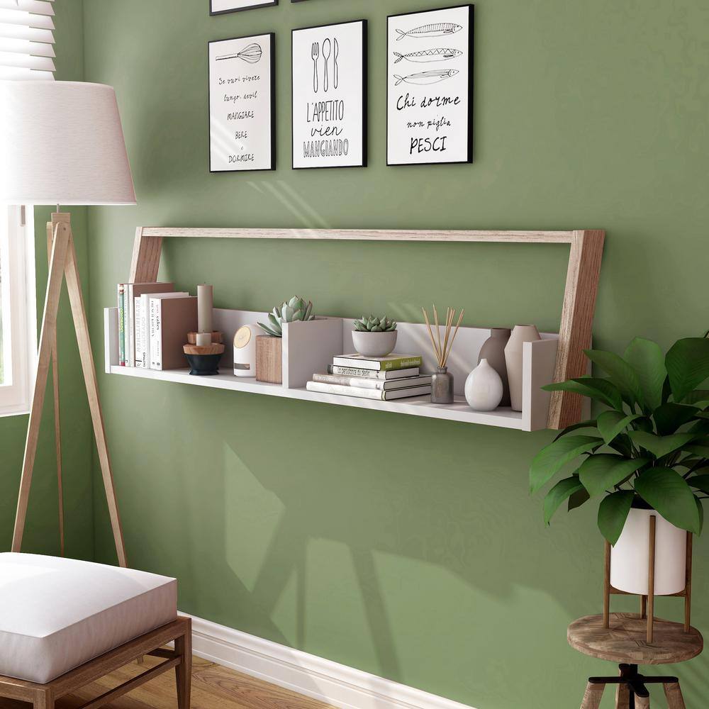 Furniture of America Addis 16.75 in. H Beige MDF 2-Shelf Large Floating ...