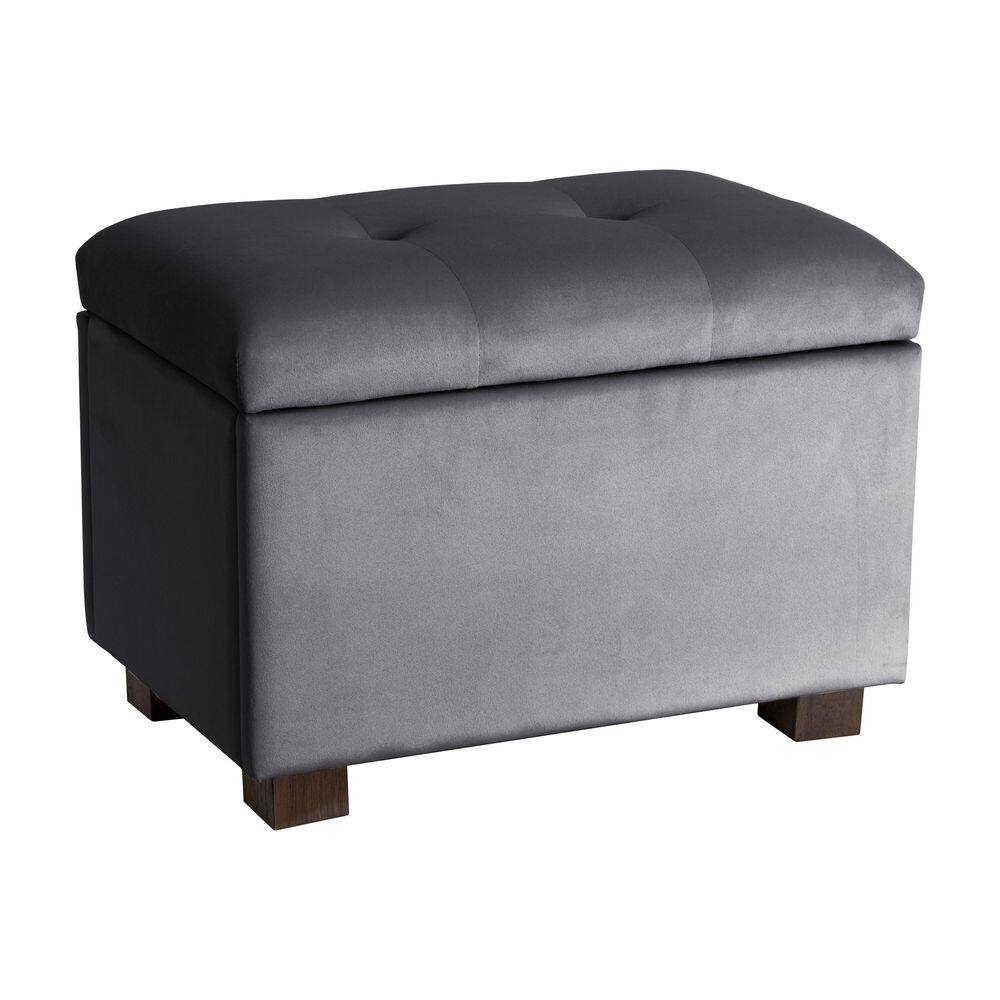 Velvet Ottoman with Storage Asha Grey