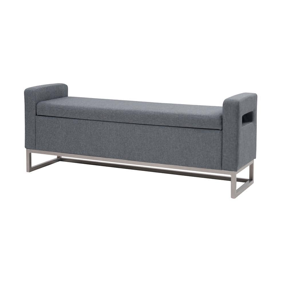 ARTFUL LIVING DESIGN Justo Wide Blue Storage Bench with Metal Legs 59.1 ...
