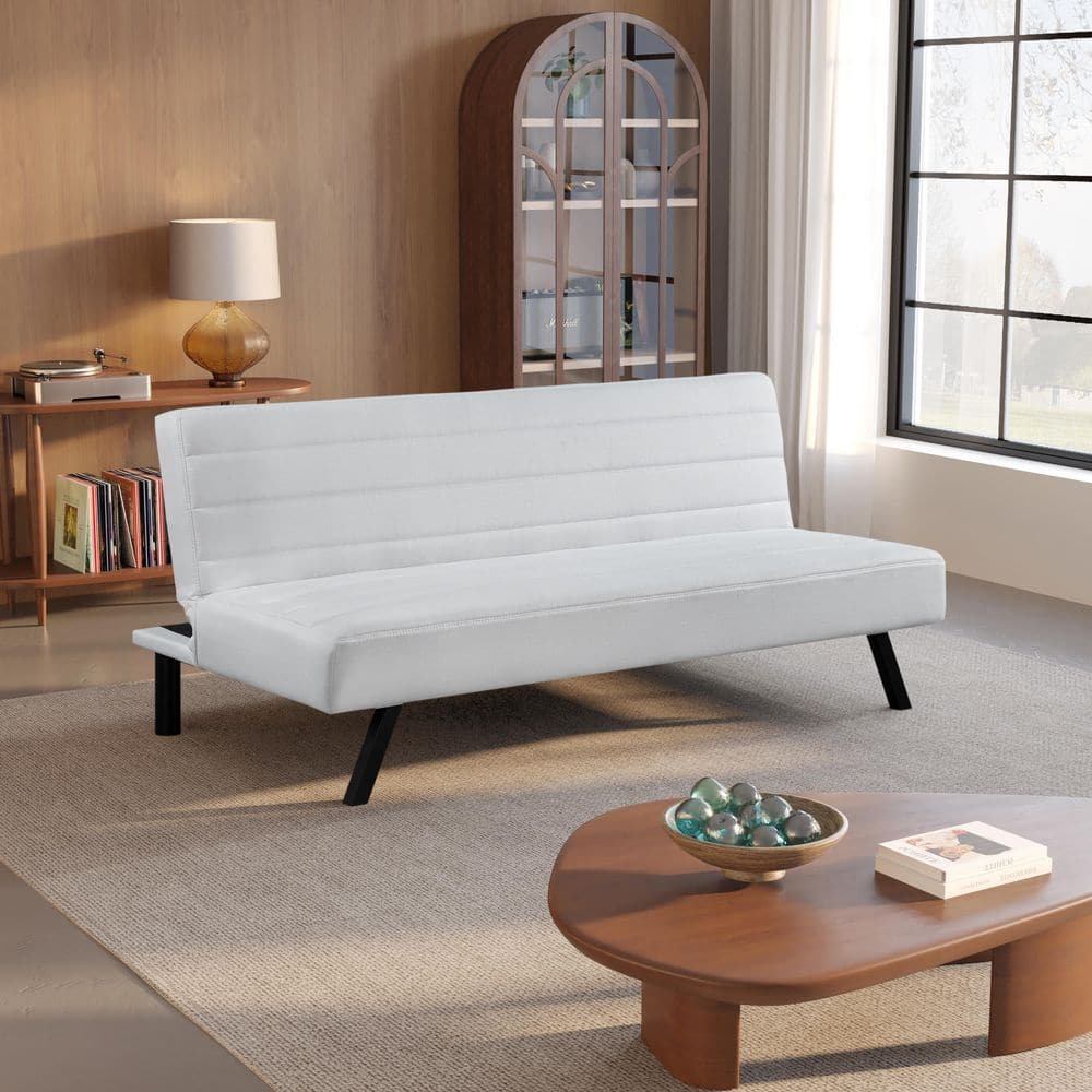 Serta Delano 66.1 in. Ivory Polyester Twin Size Futon 123A046IVO - The ...