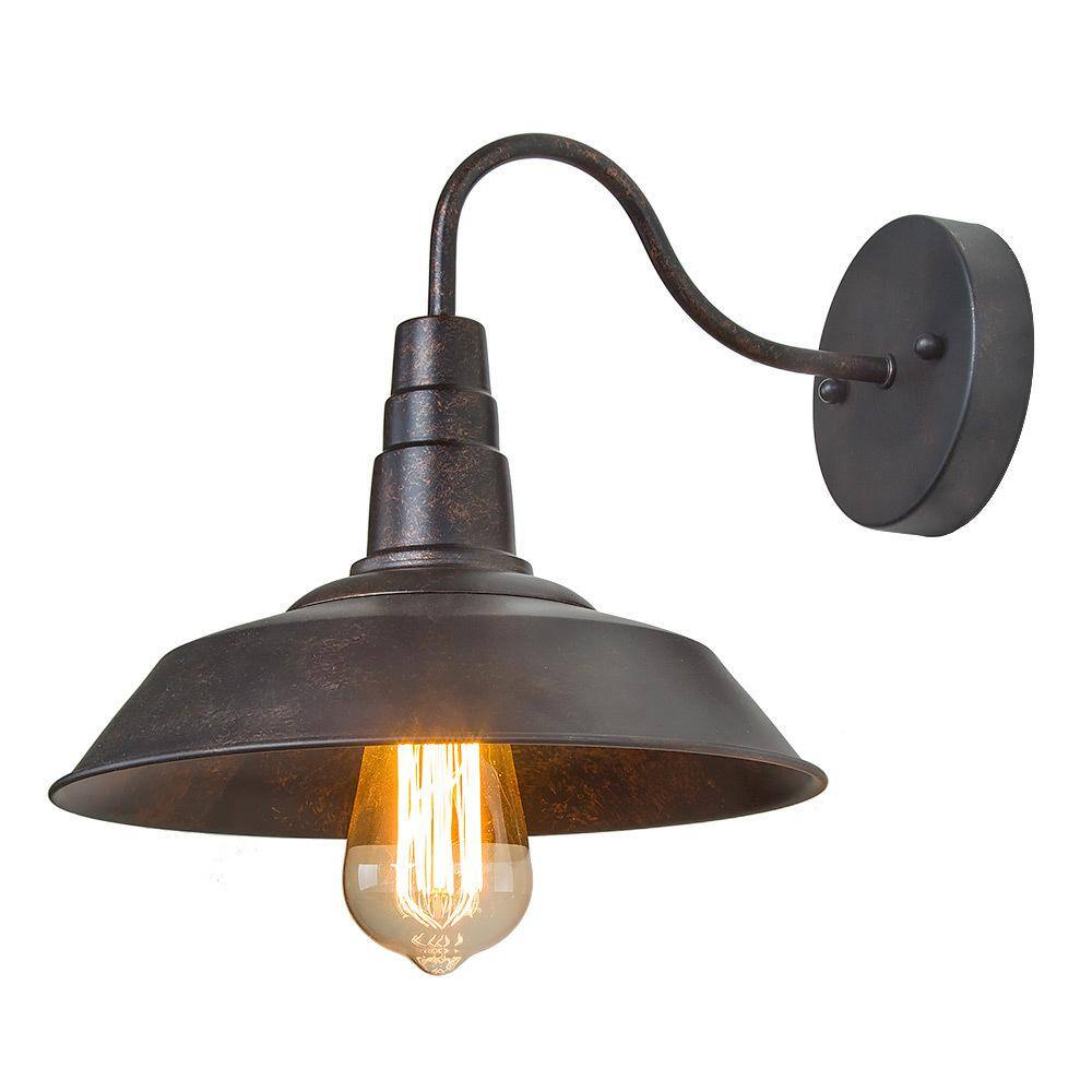 LNC 1-Light Rust Gooseneck Wall Sconce A0224105 - The Home Depot