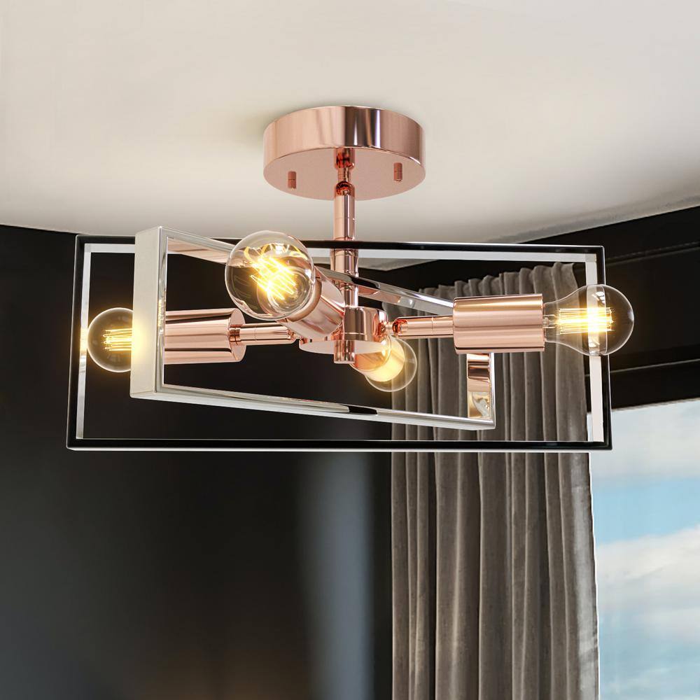 Cedar Hill 15 in. 4-Light Rose Gold Modern Semi Flush Mount 312400 ...