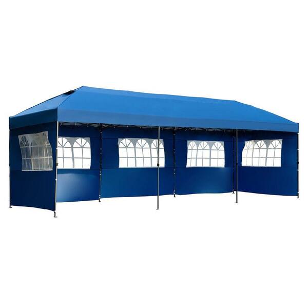 Zeus & Ruta 10 ft. x 30 ft. Blue Pop Up Canopy with Sidewalls and ...