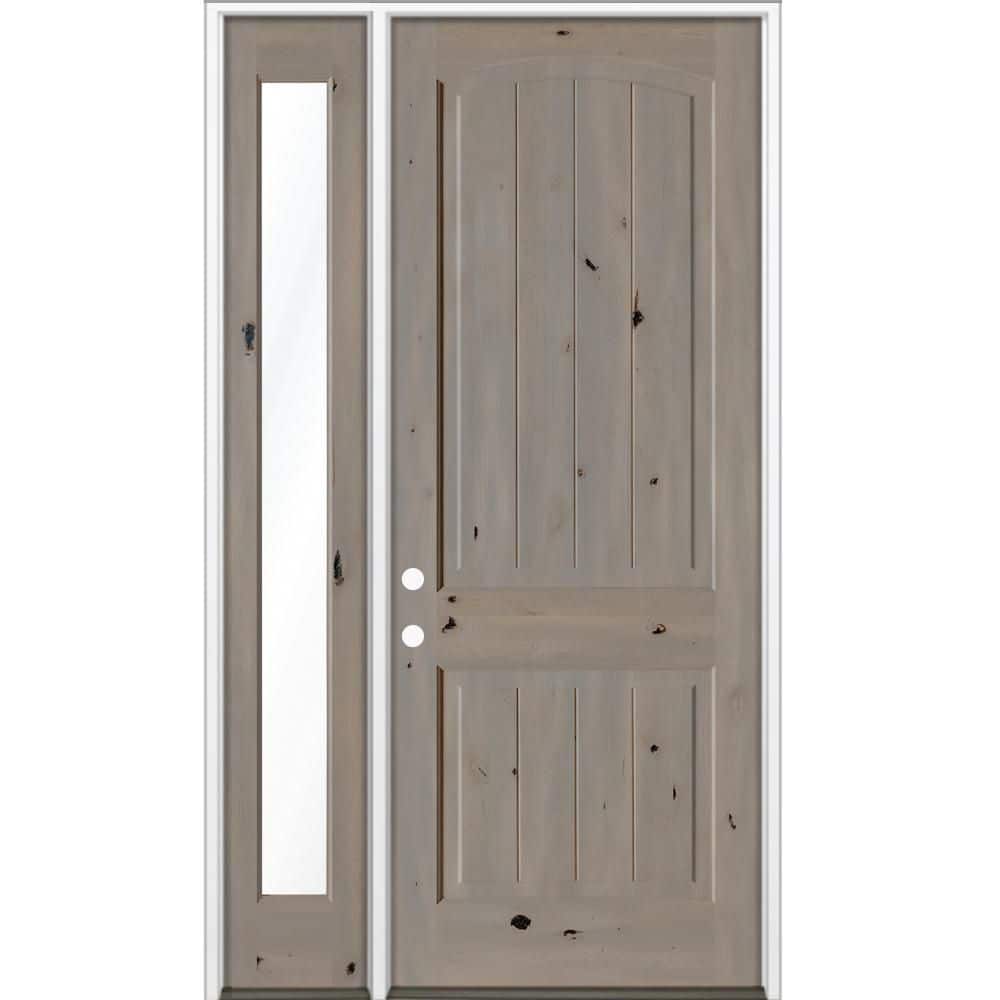 Krosswood Doors 44 in. x 96 in. Knotty Alder Arch Right-Hand/Inswing ...