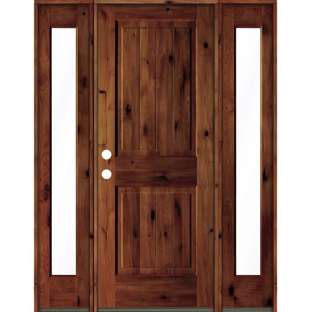 Krosswood Doors 58 in. x 80 in. Rustic Alder Square Red Chestnut ...