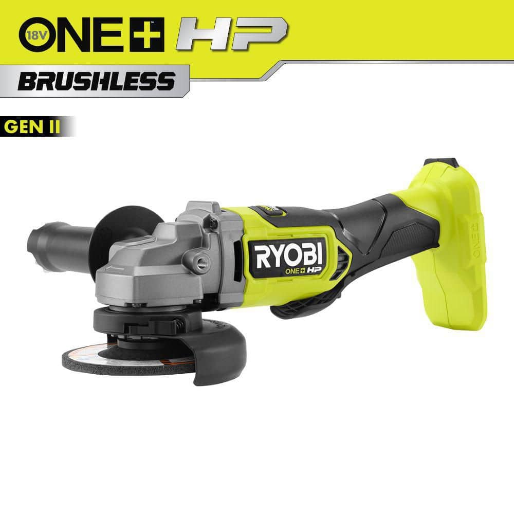 RYOBI ONE+ HP 18V Brushless Cordless 4-1/2 in. Angle Grinder (Tool Only ...
