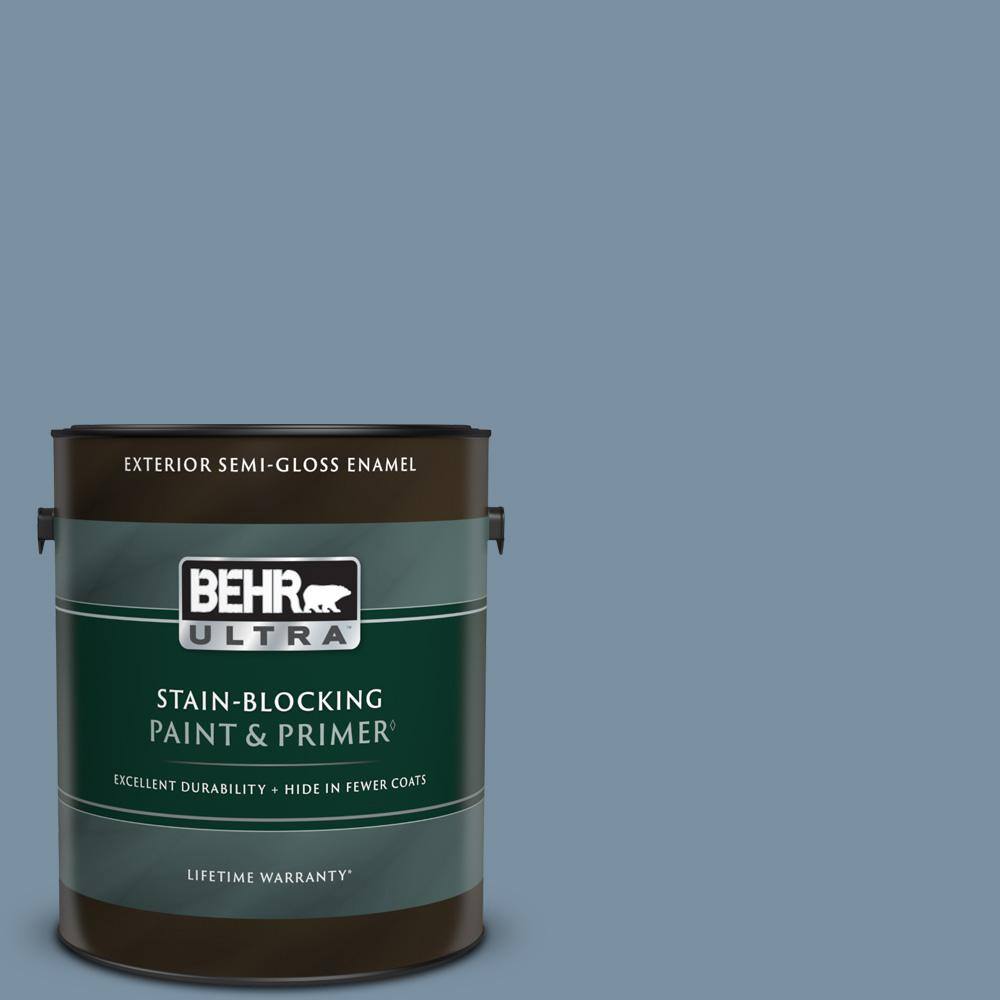 BEHR ULTRA 1 gal. #S510-4 Jean Jacket Blue Semi-Gloss Enamel Exterior ...
