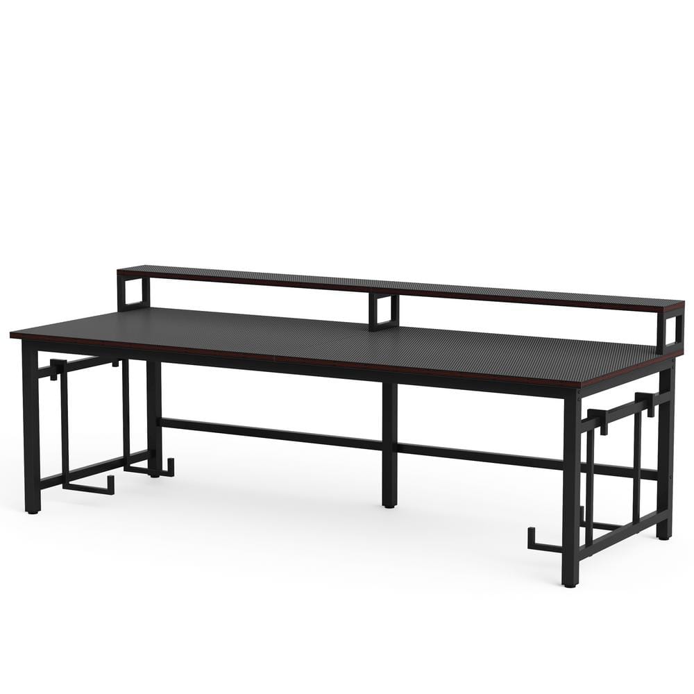 BYBLIGHT Harvin 78.7 in. Rectangular Black Wood Gaming Computer Desk ...