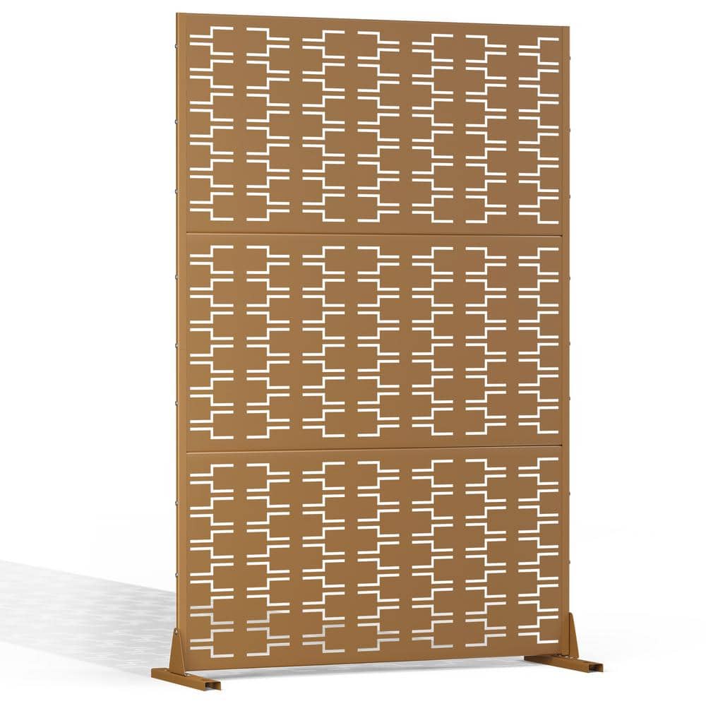 Metal Privacy Screen 72"Hx47"W Outdoor Privacy Screen for Patio Balcony, Freestanding Decorative ...