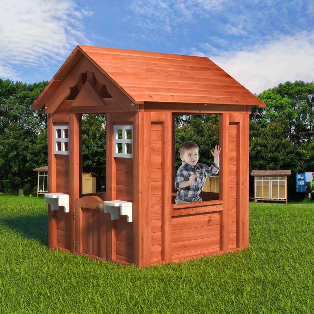 Noble House Raviel Indoor Outdoor Wooden Kids Playhouse with Windows ...