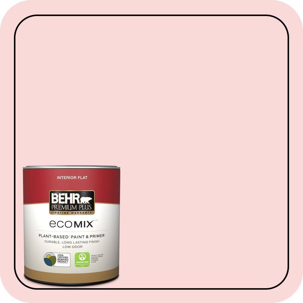 BEHR PREMIUM PLUS 1 qt. #140A-2 Coy Pink Flat EcoMix Plant-Based ...
