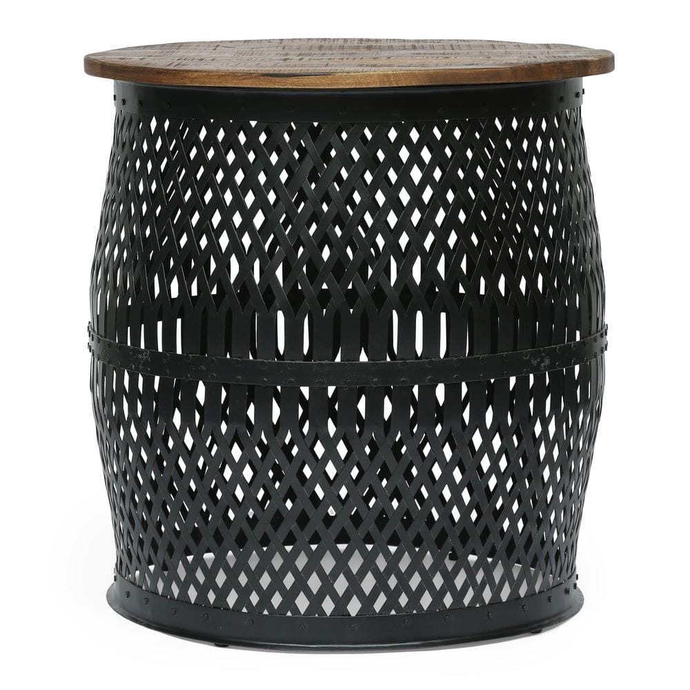Noble House Florence Natural and Black Lace Cut Side Table 105422 - The ...