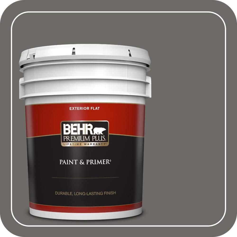 BEHR PREMIUM PLUS 5 gal. #PPU18-18 Mined Coal Flat Exterior Paint ...