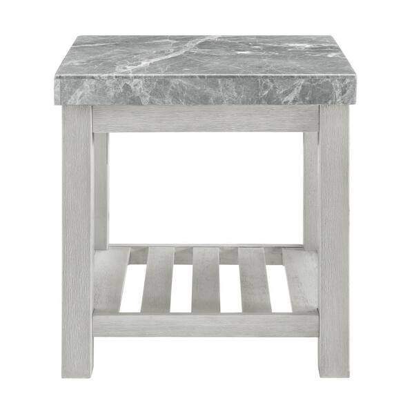 Steve Silver Canova 22 in. Gray Square Marble Top End Table CV700GE ...