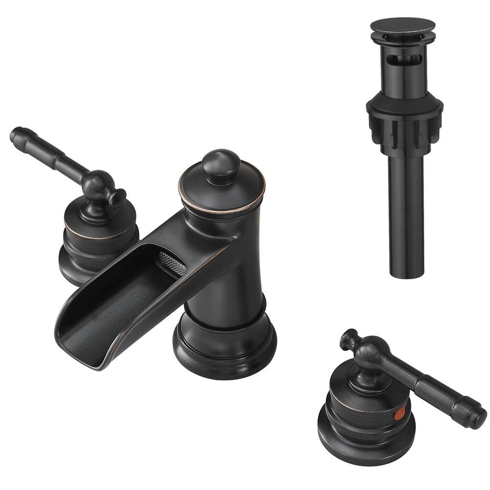 Staykiwi 8 in. Widespread Double Handle Bathroom Faucet in Oil-Rubbed ...