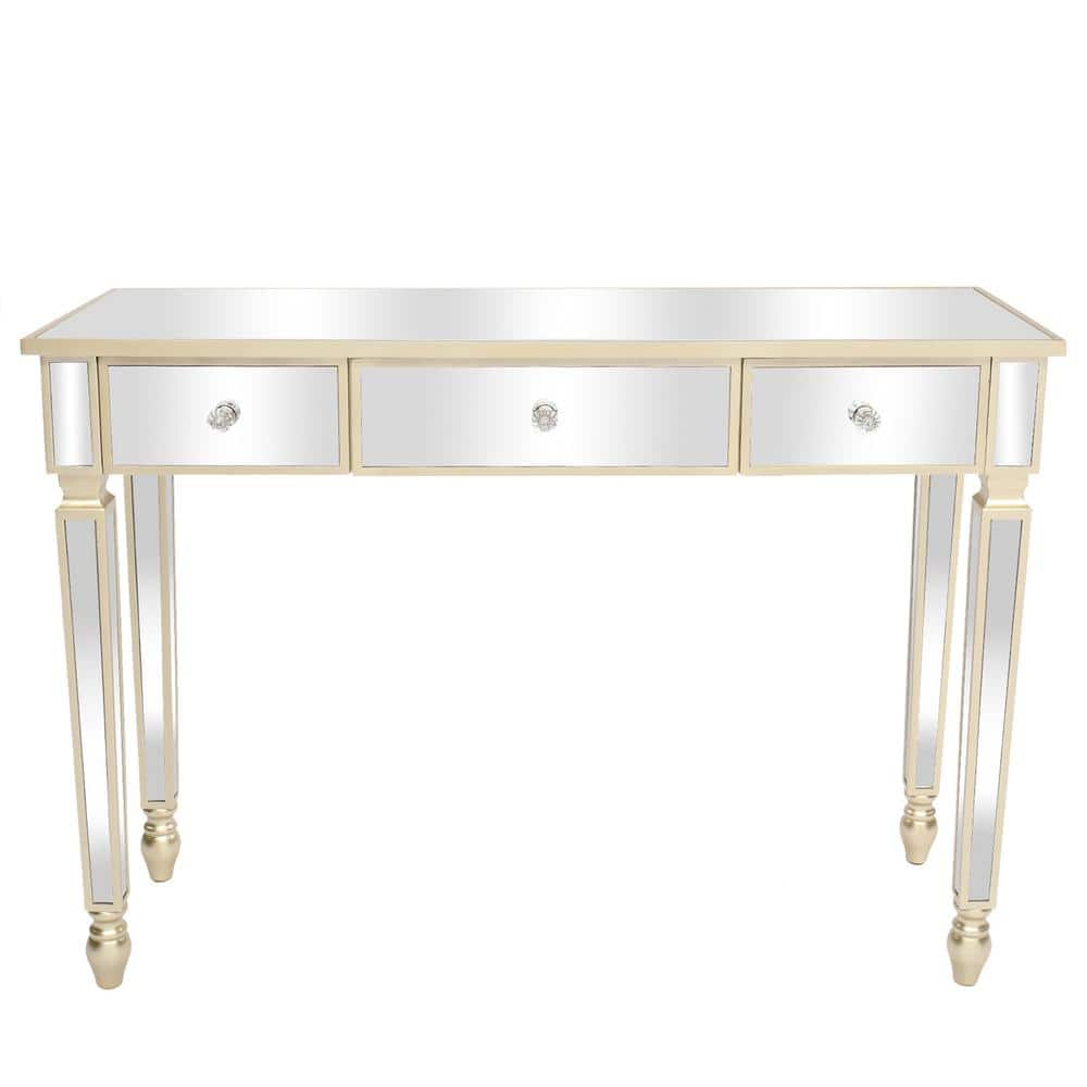 Karl home 1-Piece Gold Color Makeup Vanity Table with (3 Drawers ...