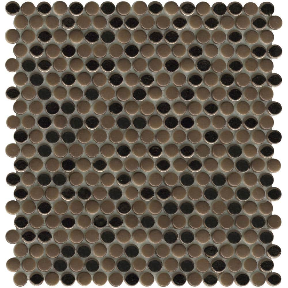 EMSER TILE Confetti II Bronze 11.81 in. x 11.81 in. Penny Glossy ...