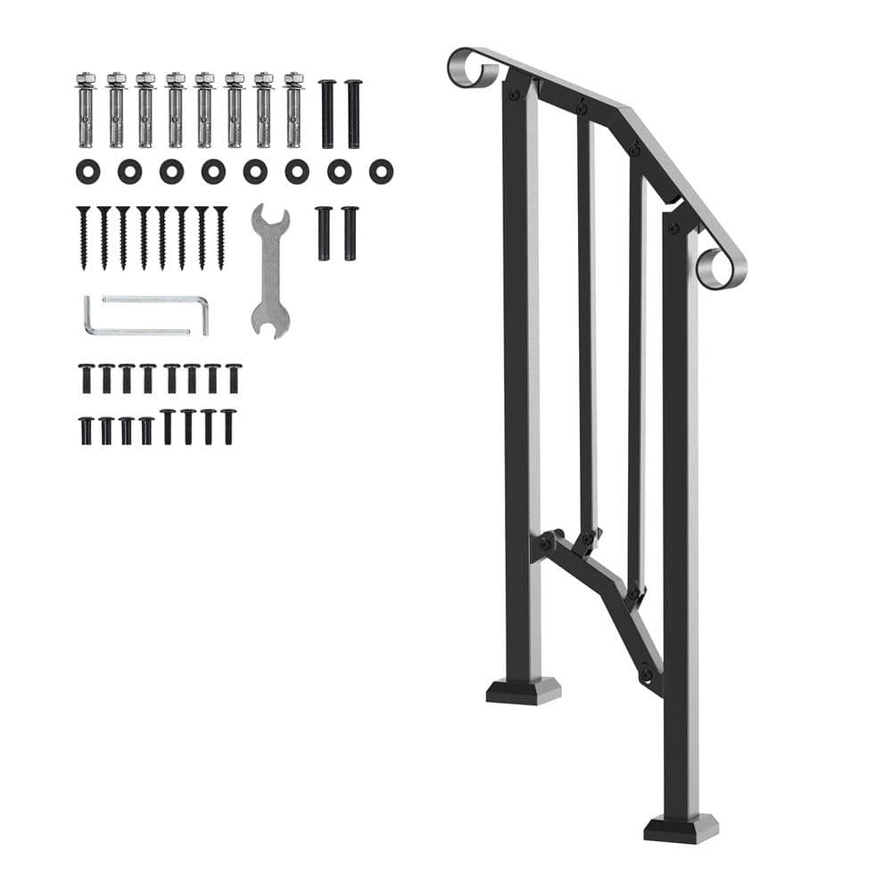 VEVOR Handrails for Outdoor Steps 1-2 Step Stair Hand Rail Kit ...