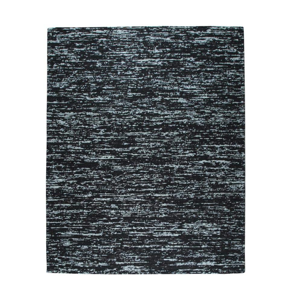 EORC Black 7 ft. 9 in. x 9 ft. 9 in. Hand-Knotted Wool Contemporary ...