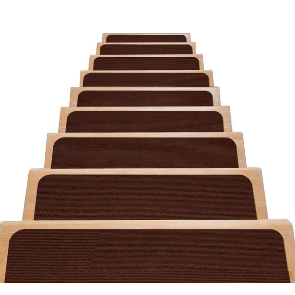 Wellco Self-Adhesive Non-Slip Dark Coffee 8 in. x 30 in. Polyester TPR ...