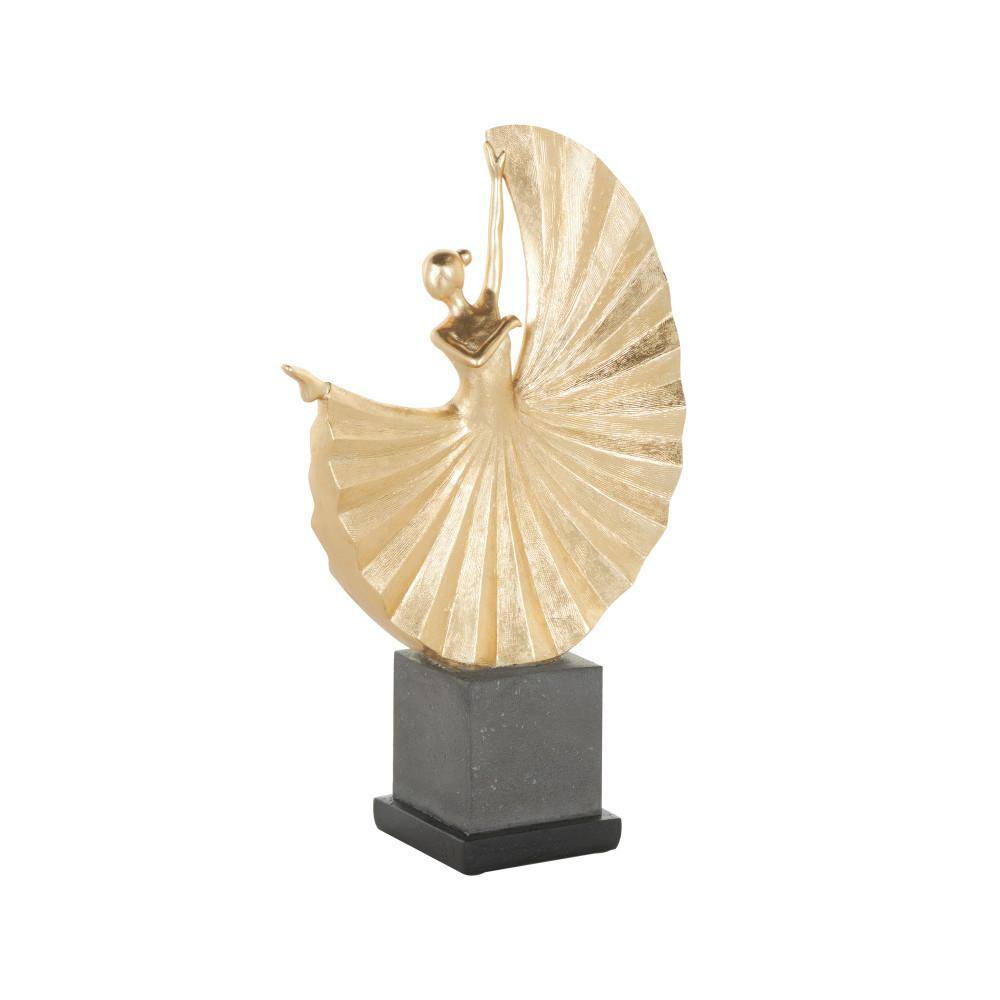 Litton Lane 17 in. Gold Polystone Ballet Dancer Sculpture with Elevated ...