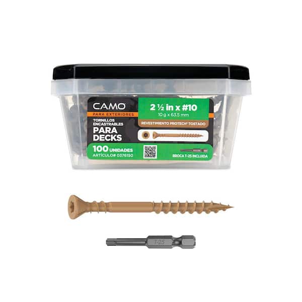 CAMO #10 x 2-1/2 in. Tan ACQ Rated Star Drive Flat Head Wood Deck Screw ...