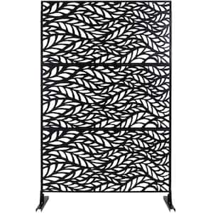 76 in. H x 48 in. W Black Outdoor Steel Privacy Screen Freestanding ...