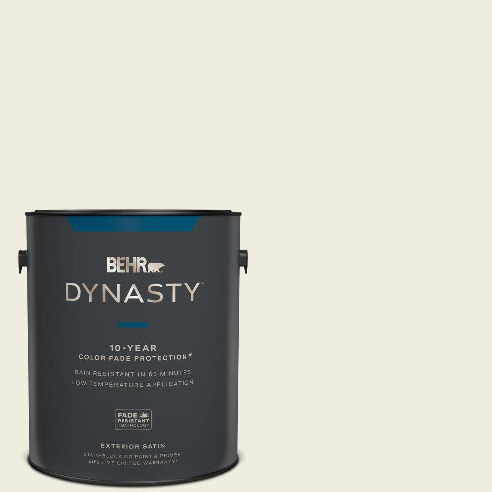 BEHR DYNASTY 1 gal. #GR-W09 Snowfall White Satin Enamel Exterior Stain ...
