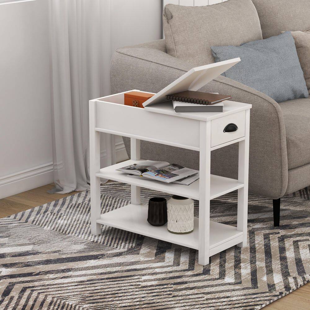 Otryad Narrow Sided Table with Drawers and Bottom Partition in Flip ...